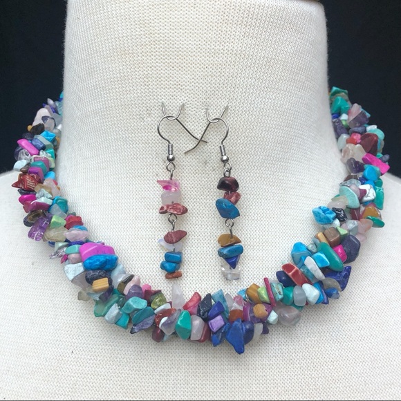 Fashion Jewelry | Jewelry | Multicolor Mixed Stone Chip Necklace ...